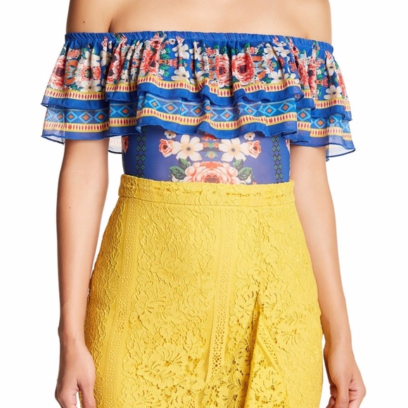 Jealous Tomato | Tops | Jealous Tomato Floral Off The Shoulder Bodysuit ...